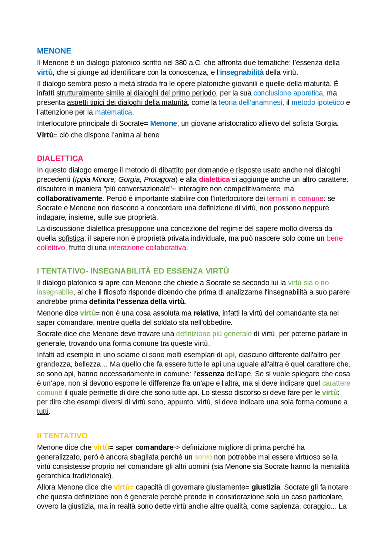 Dialogo Platonico Menone Docsity