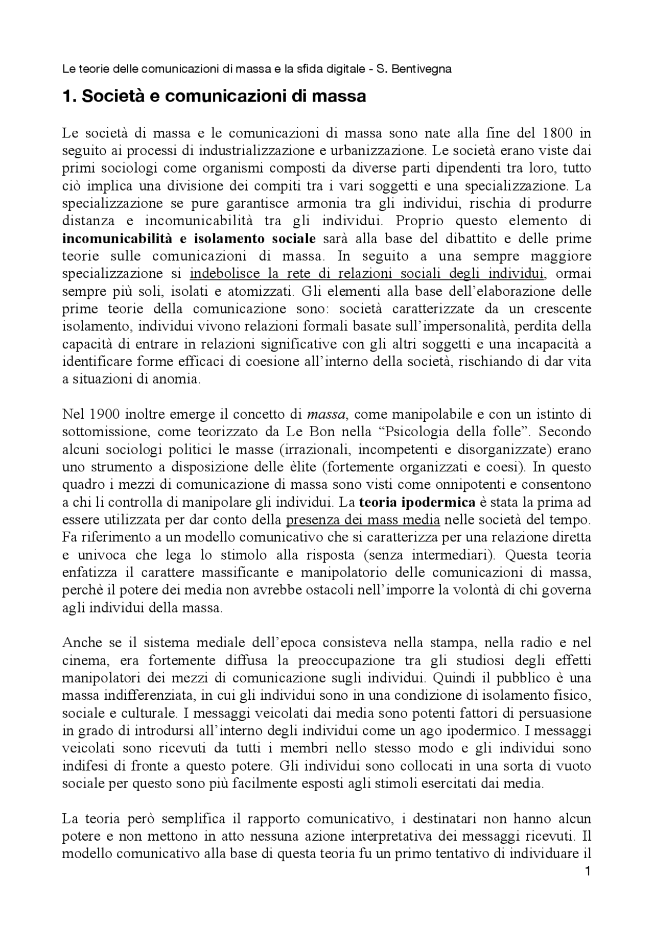 Riassunto Libro Di Bentivegna Docsity