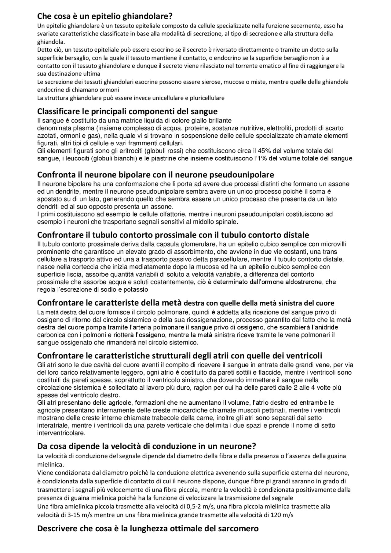 Domande Aperte E Chiuse Anatomia Docsity