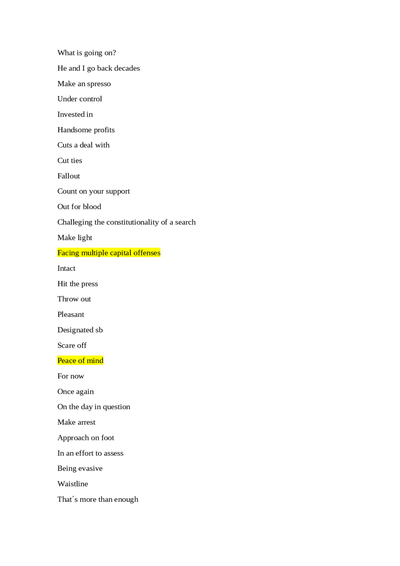 Vocabulary List To Practice Docsity