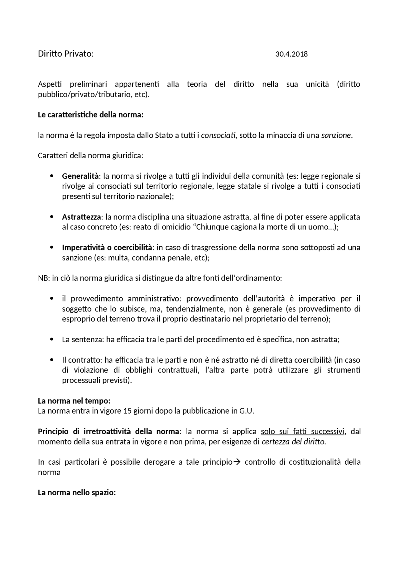 Schema Di Principi Generali Del Diritto Docsity