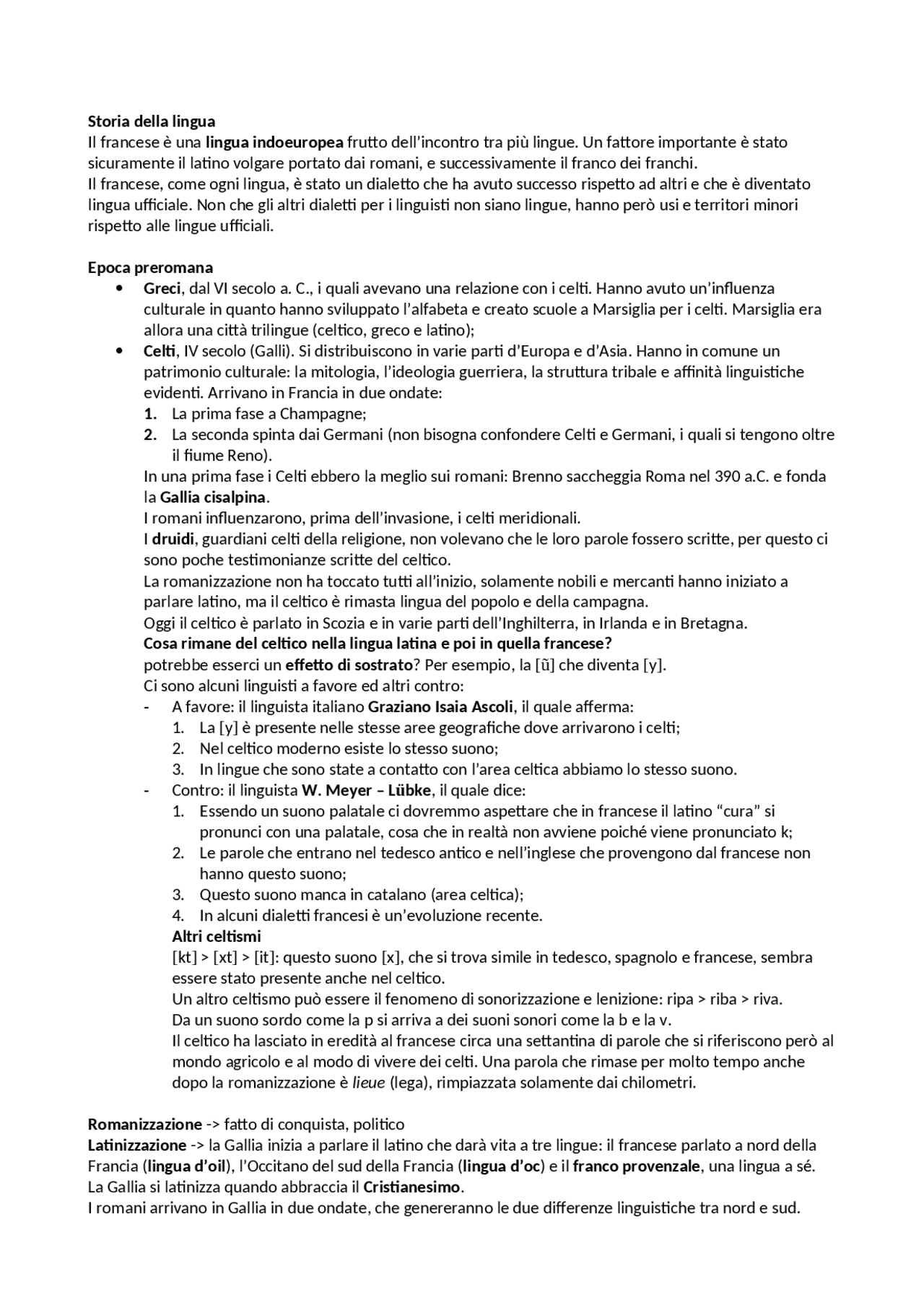 Storia Della Lingua Francese Parte A Docsity
