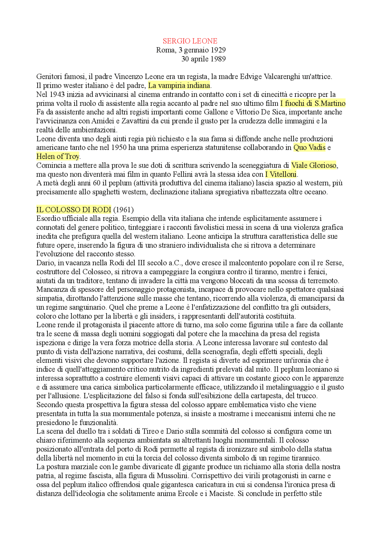 Sergio Leone Christian Uva Docsity