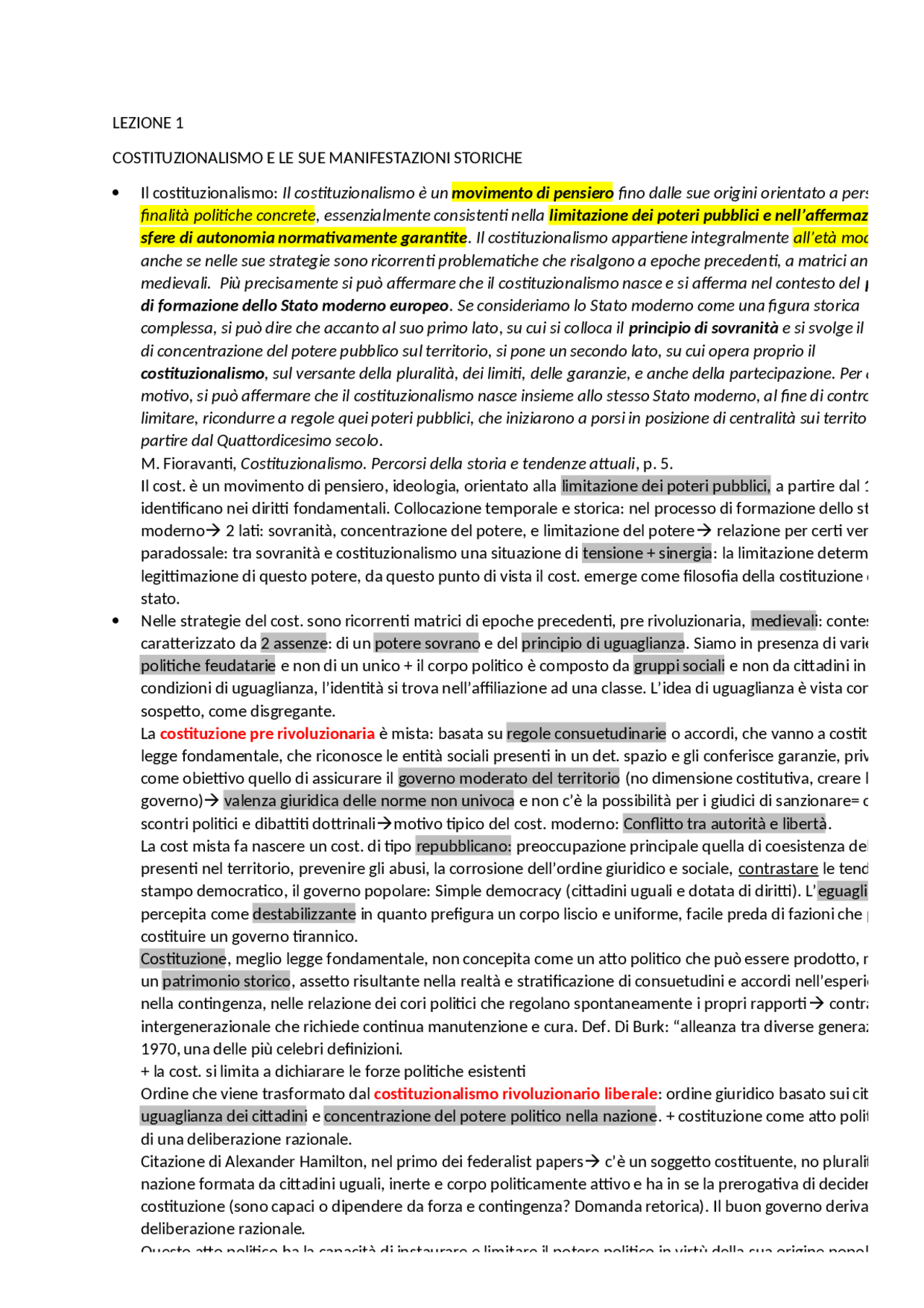 Appunti Di Diritto Costituzionale Docsity