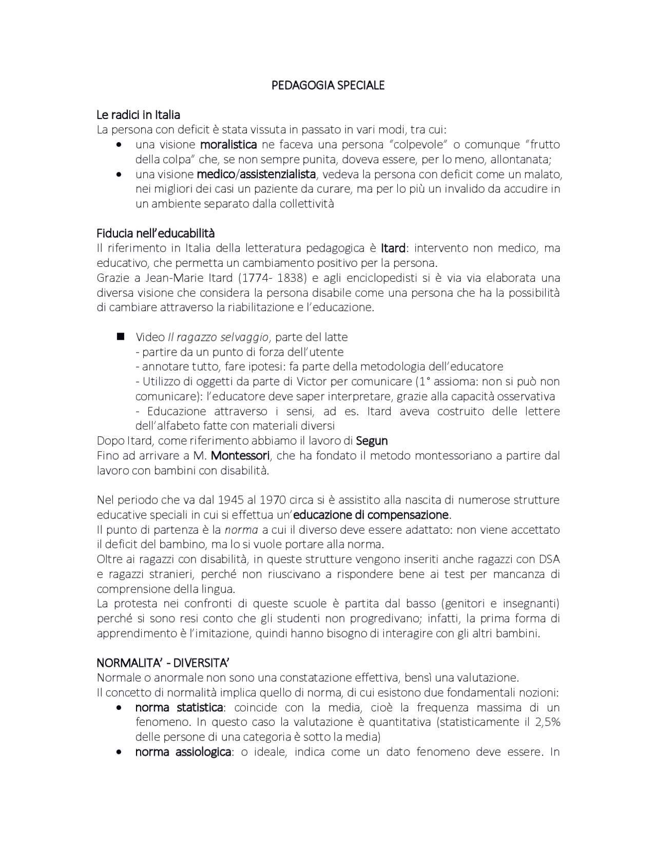 Pedagogia Speciale Della Marginalità E Della Devianza Appunti Docsity