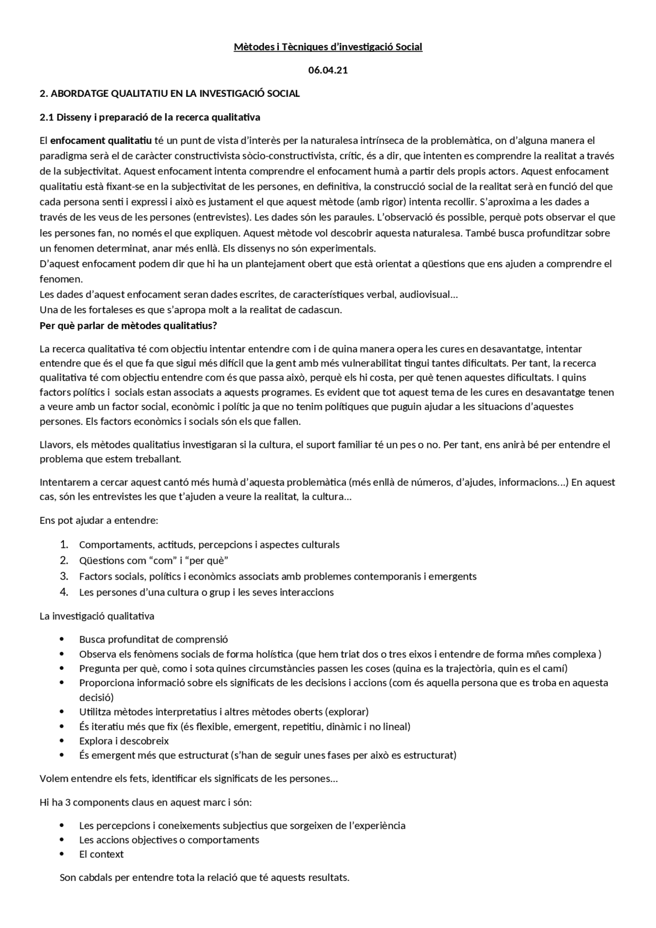 Apuntes Bloque 2 Metodes I Tecniques Dinvestigació Social Docsity
