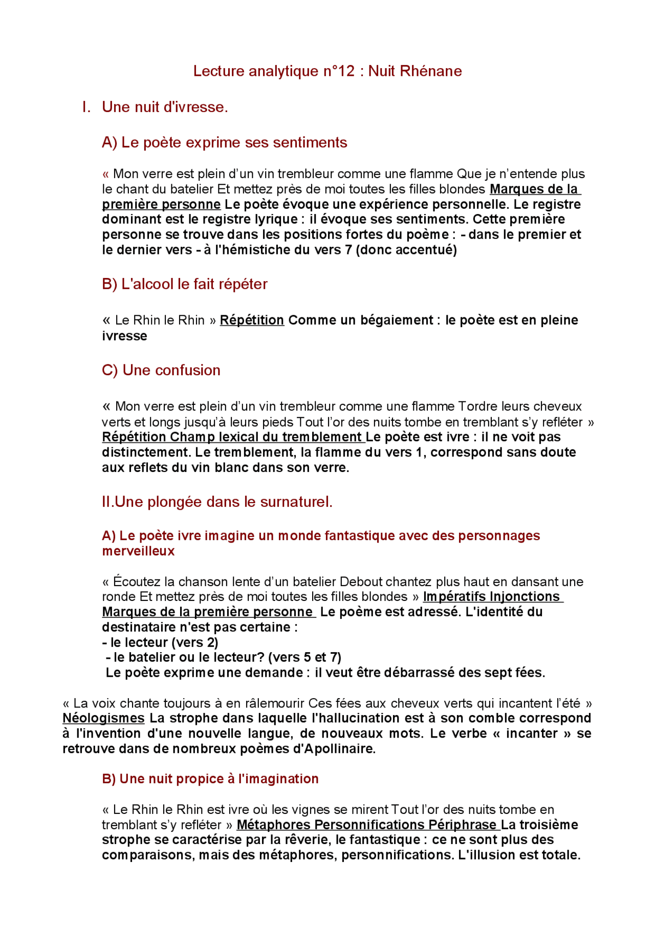 Lecture Analytique N°12 Nuit Rhénane Docsity