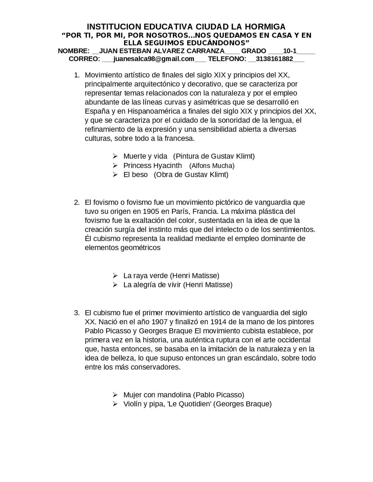 Historia del Arte Conteporaneo - Docsity