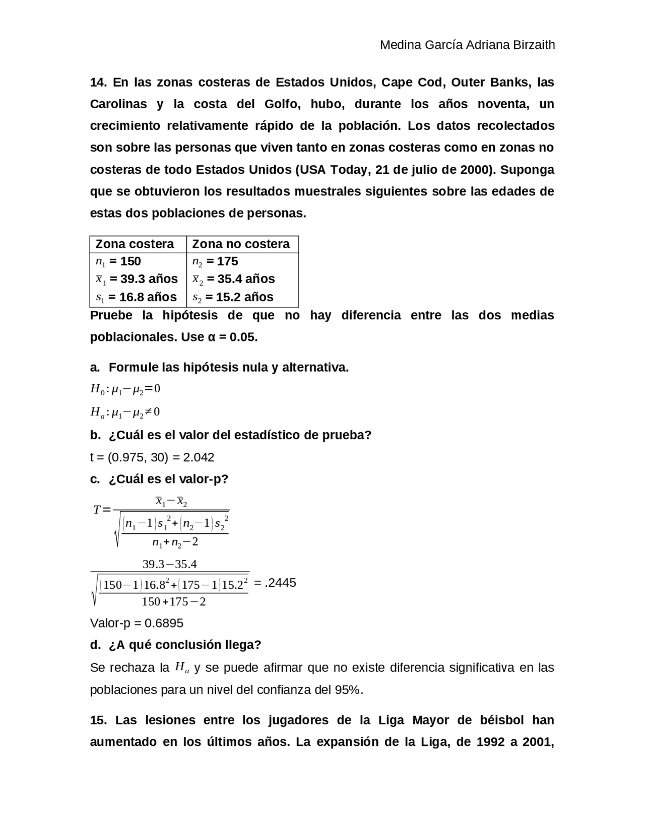 Ejercicios de pruebas de hipotesis | Ejercicios de Estadística | Docsity