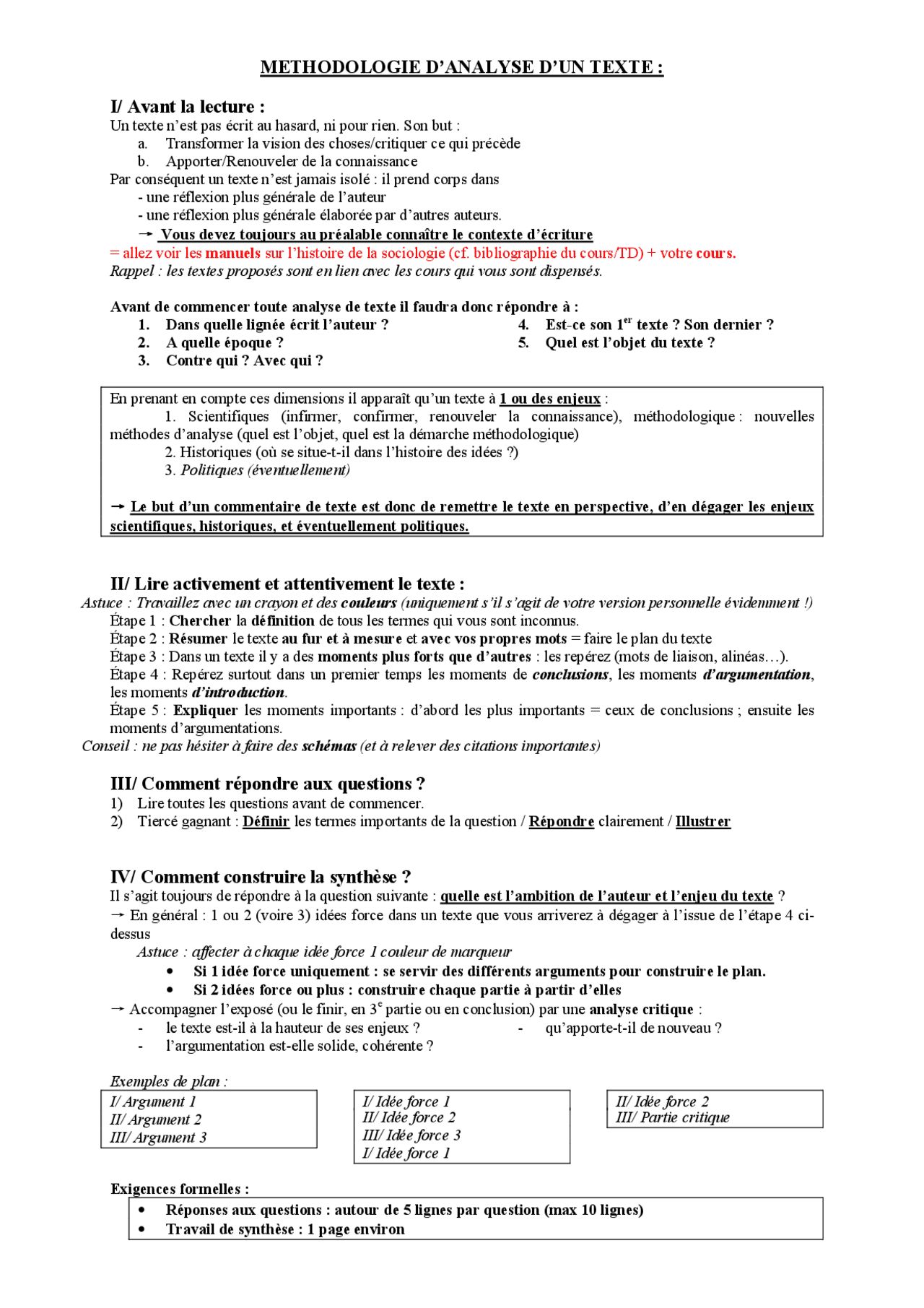 Methodologie D’Analyse d’un Texte - Docsity