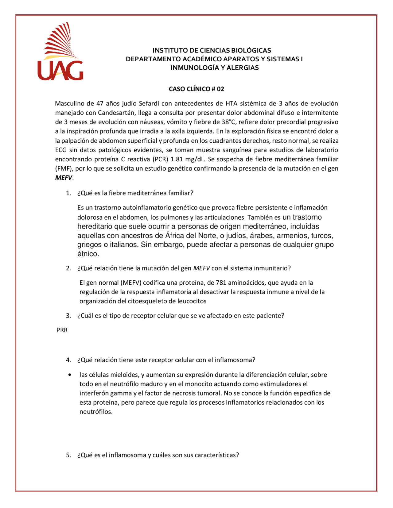 Caso Clínico Numero 2 Docsity