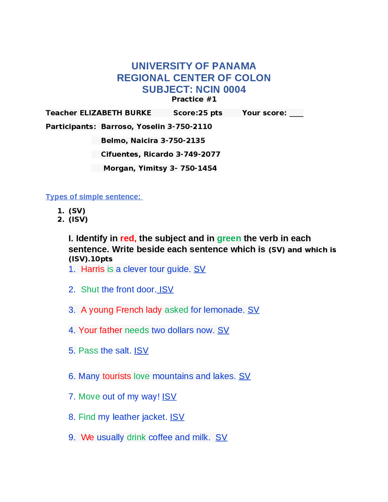 Types of simple sentence - Docsity