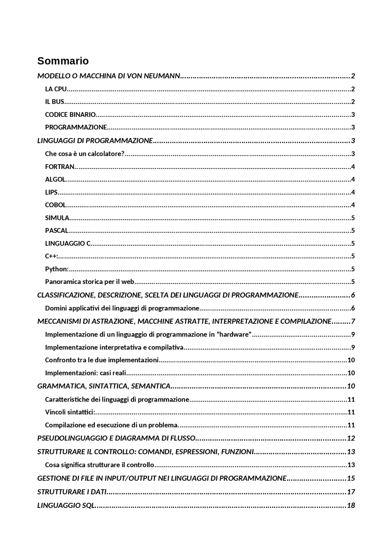 Linguaggi Di Programmazione Docsity