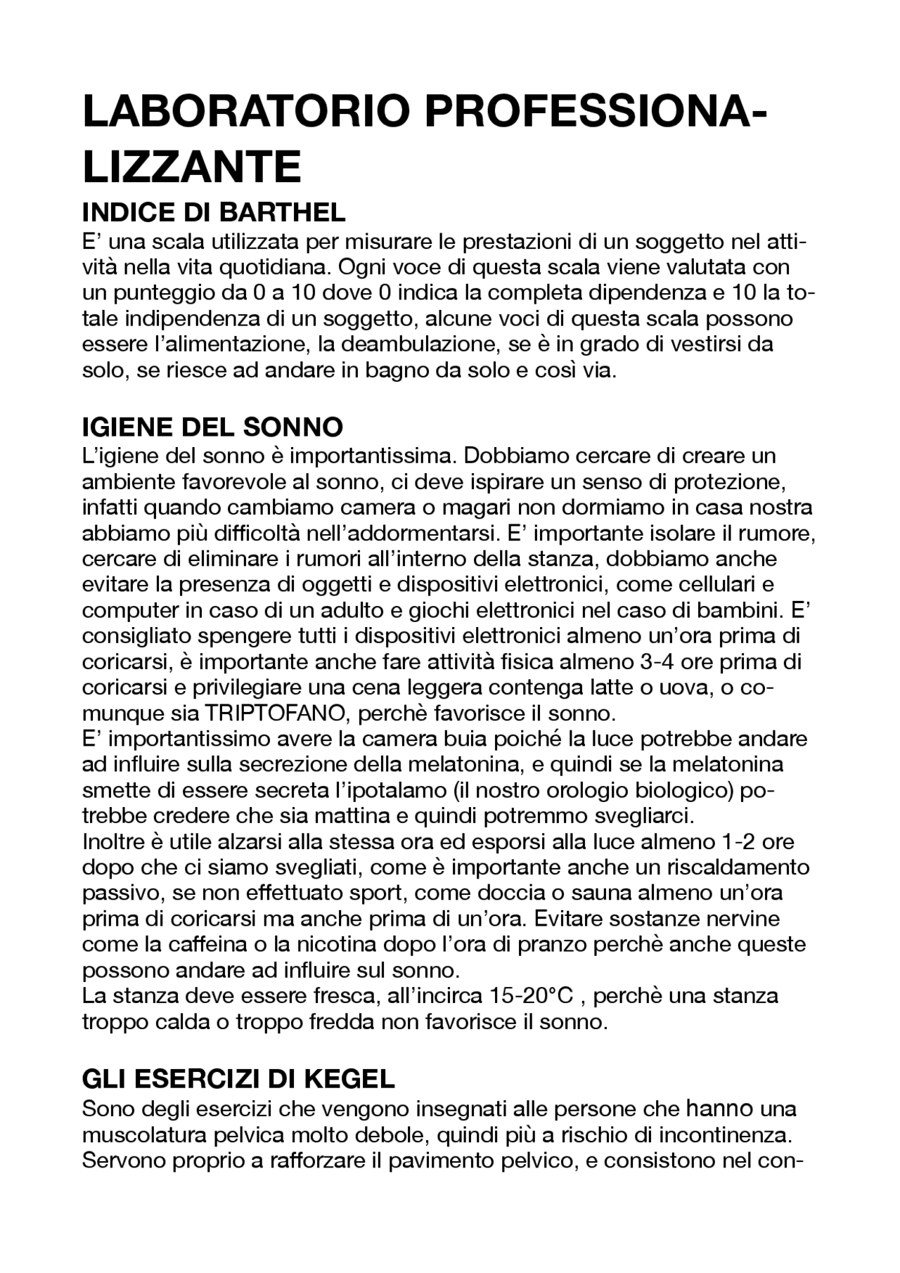 Domande Esame Laboratorio Professionalizzante Docsity