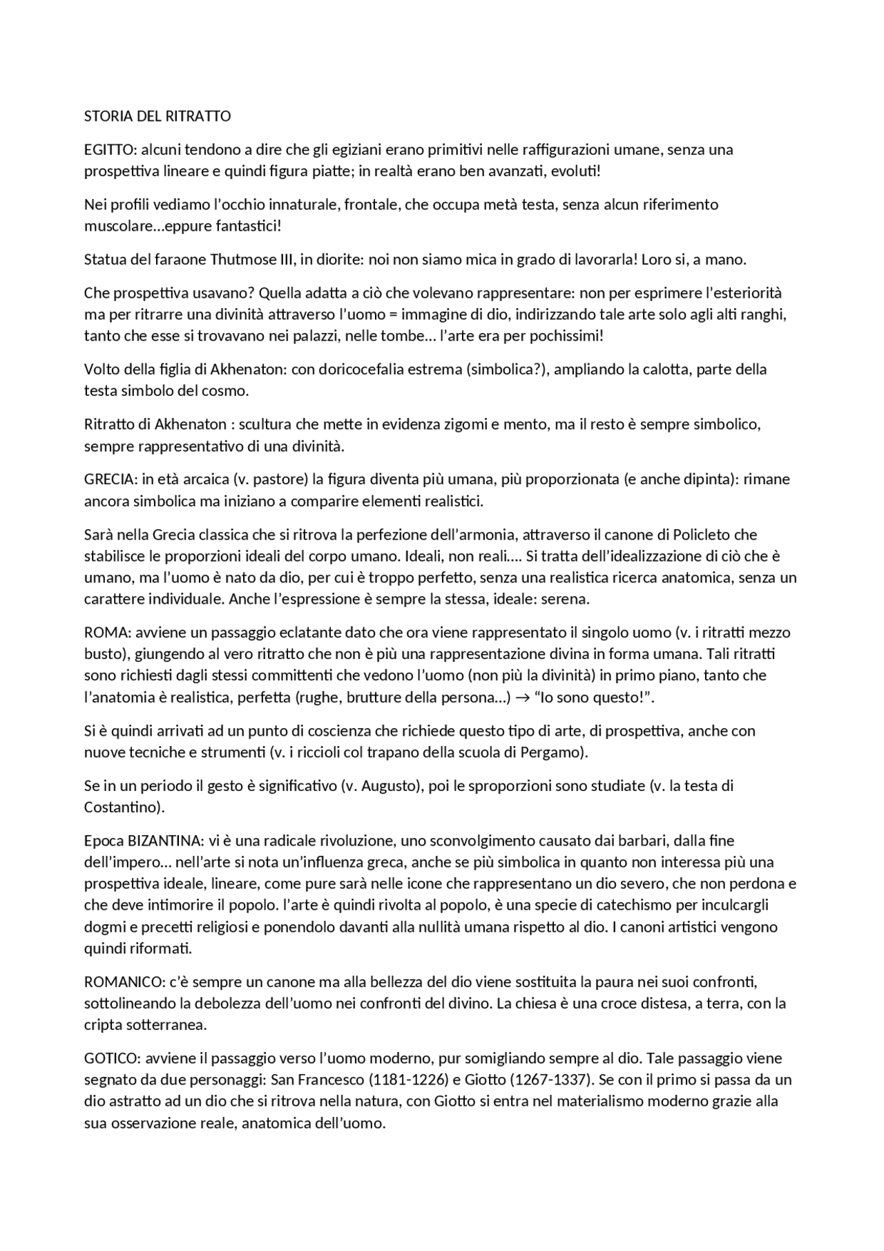 La Storia Del Ritratto Docsity