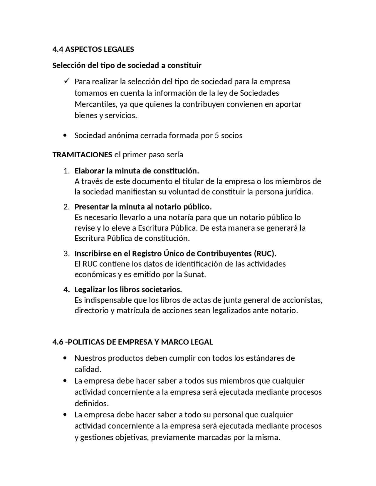 Sociedad anónima cerrada, políticas de empresa y marco legal - Docsity