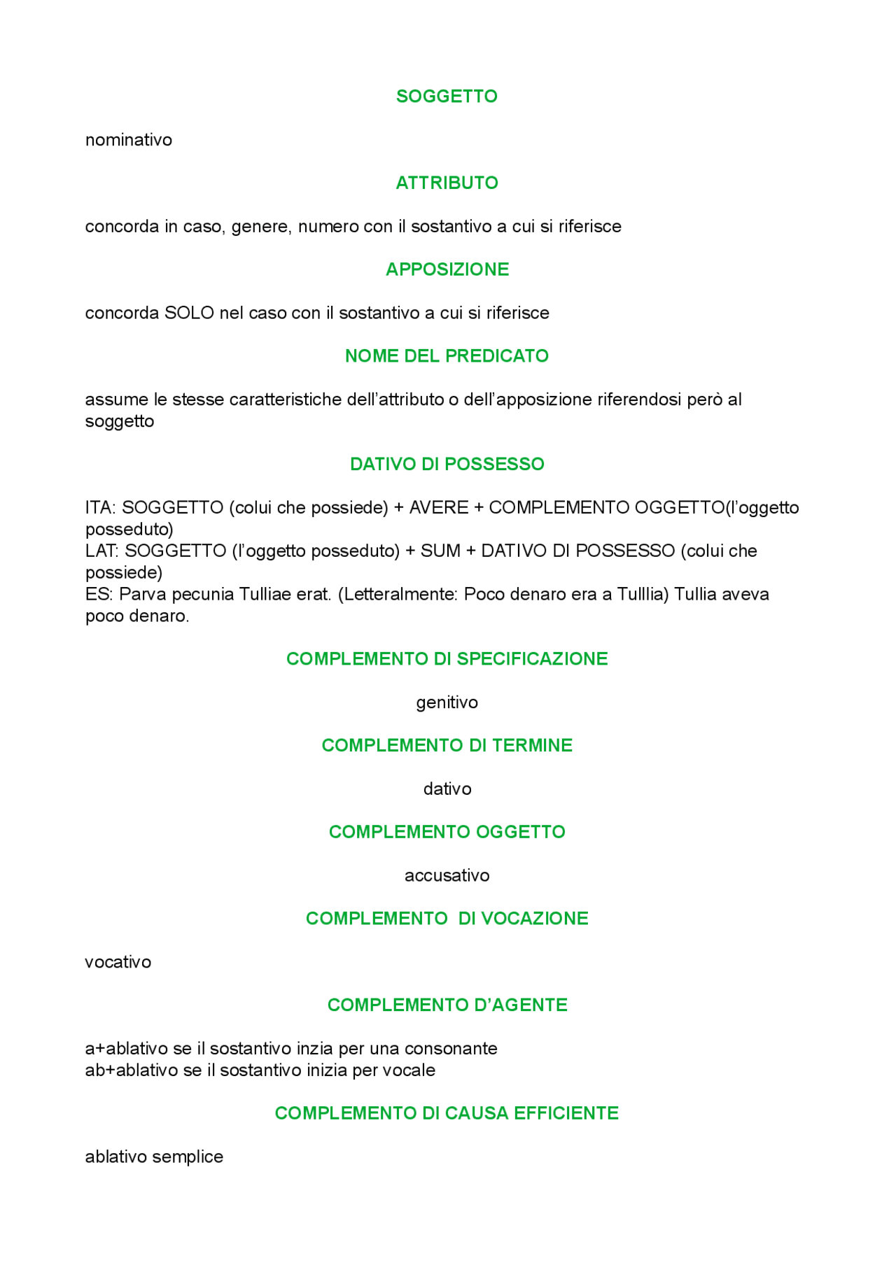 Complementi latini - Docsity