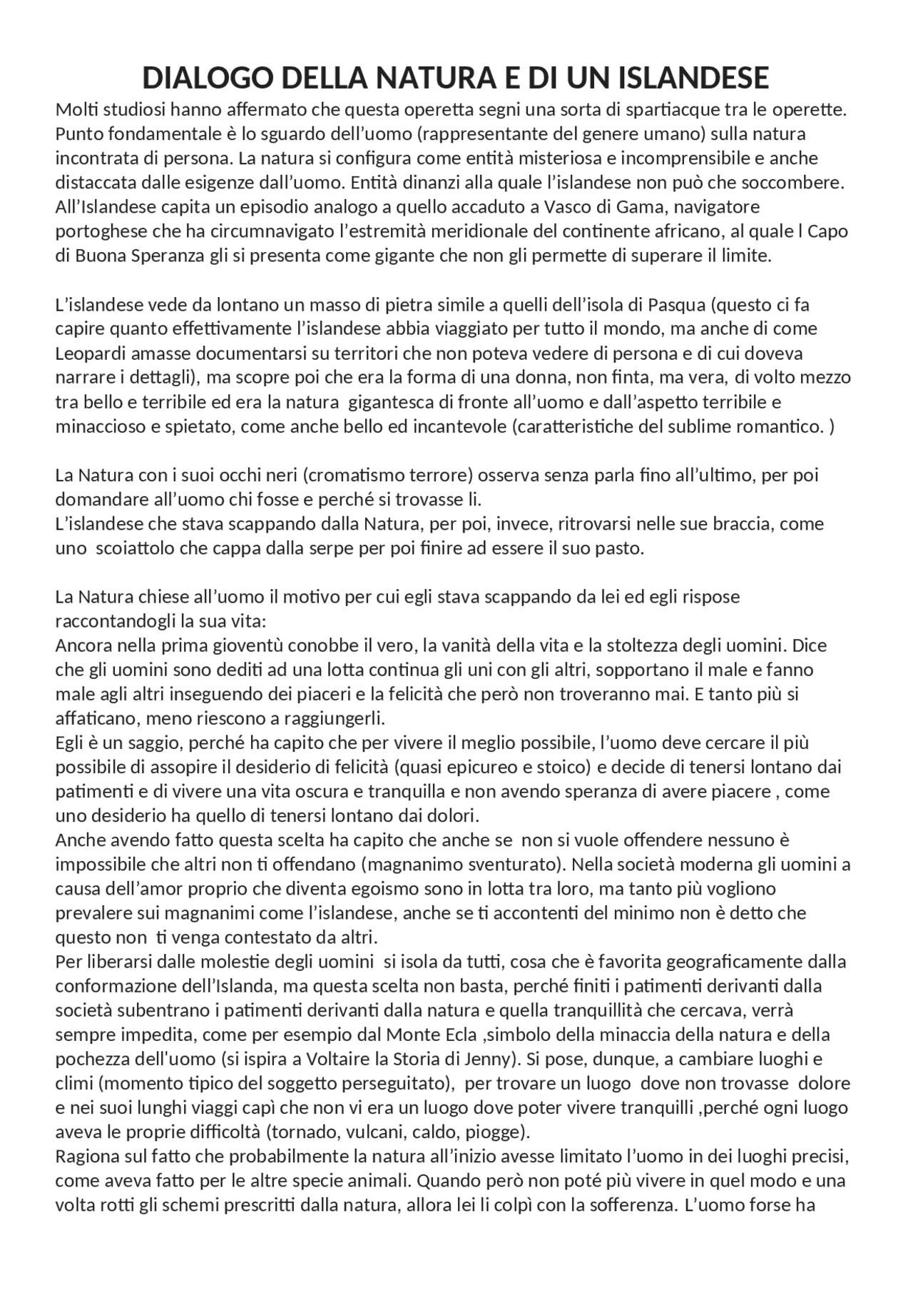 Dialogo Della Natura E Di Un Islandese Docsity