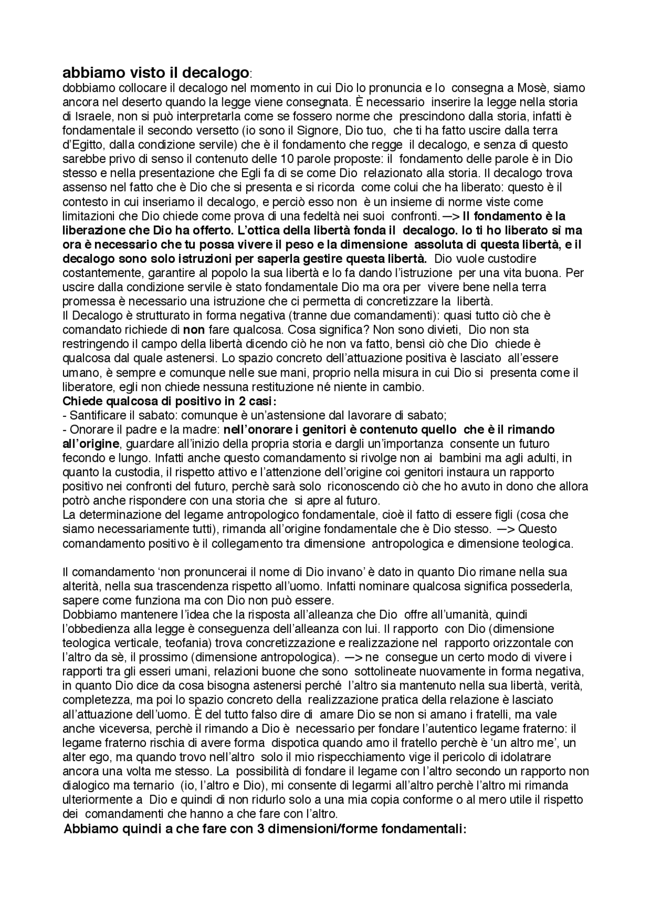 Il decalogo e il Vaticano - Docsity