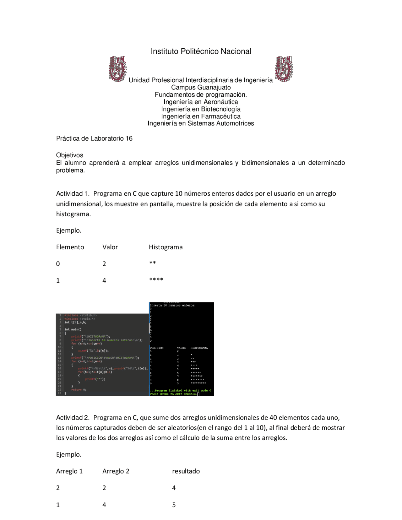 Programación Con Arreglos Docsity