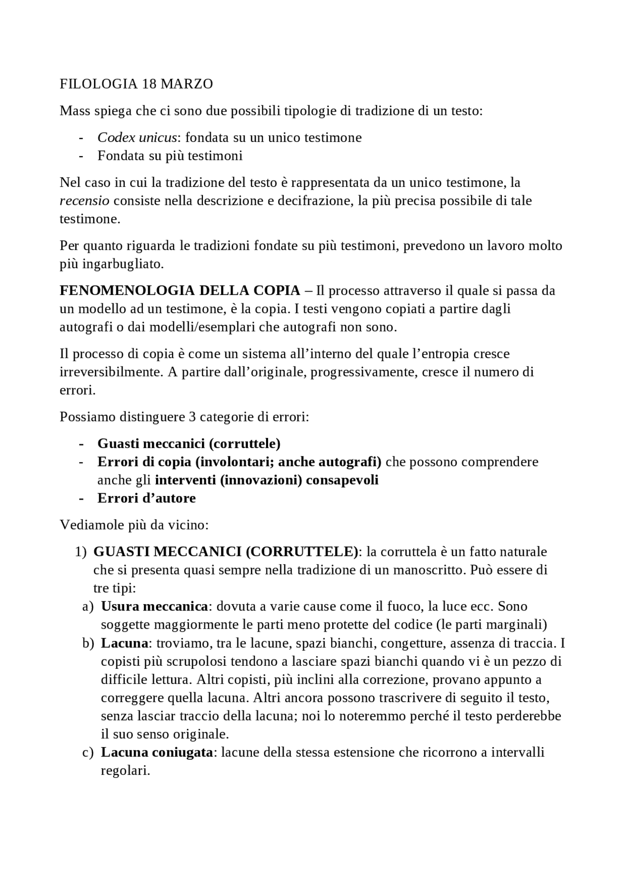 Errori E Metodo Di Lachmann Docsity