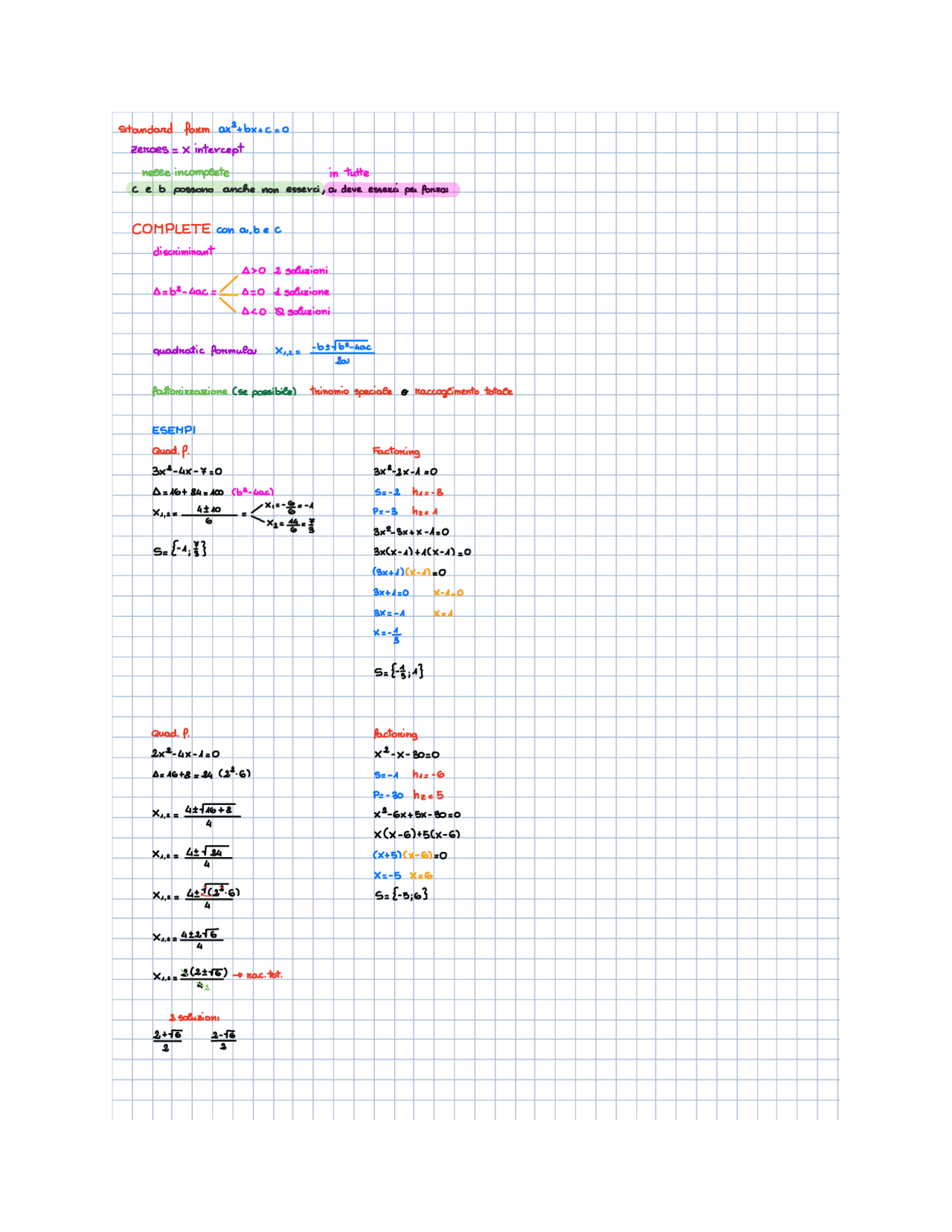 Matematica 2 Superiore Ite Tosi Quadratic Equation Docsity
