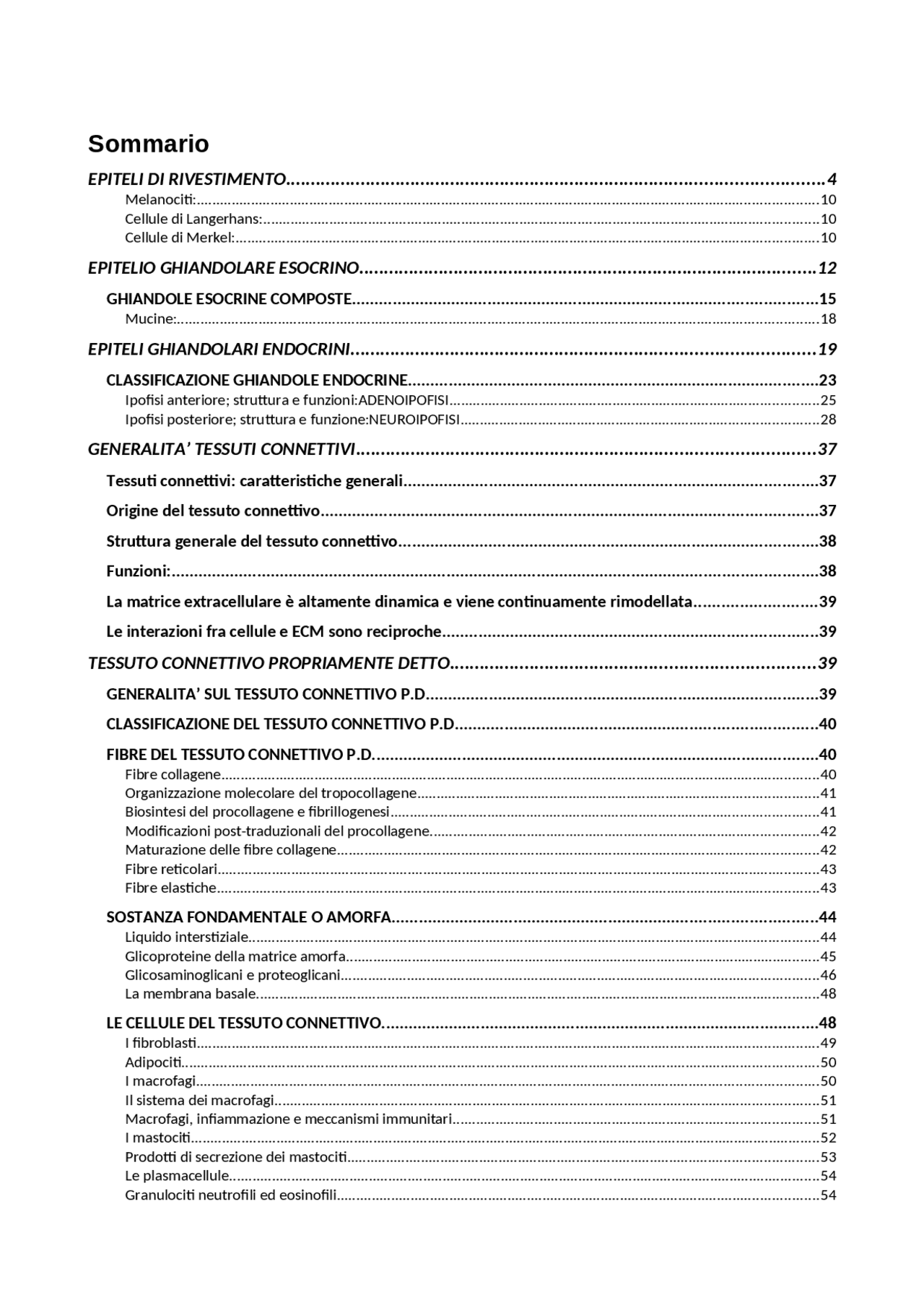 Riassunto Istologia Docsity