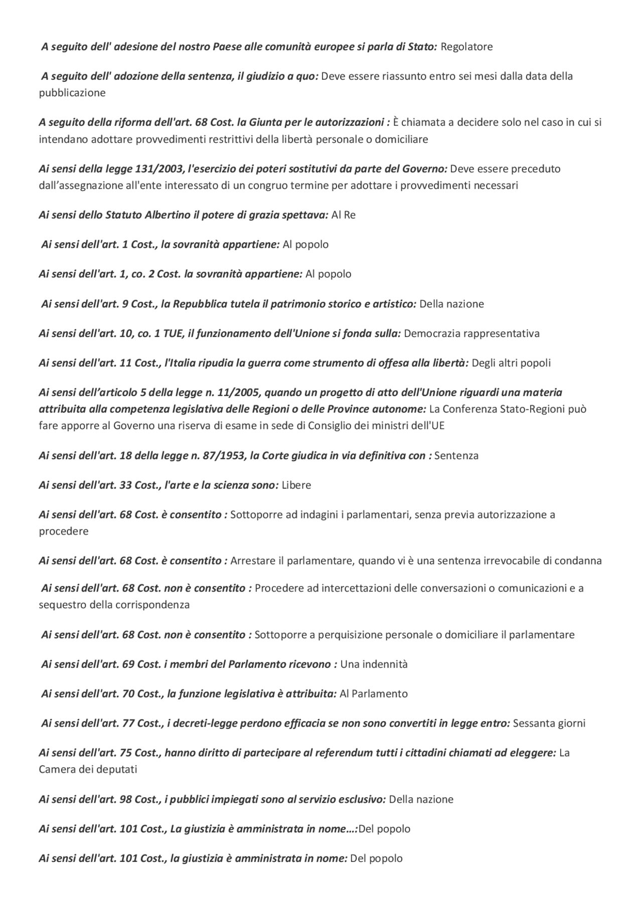 Domande Esame Di Istituzioni Di Diritto Pubblico Docsity