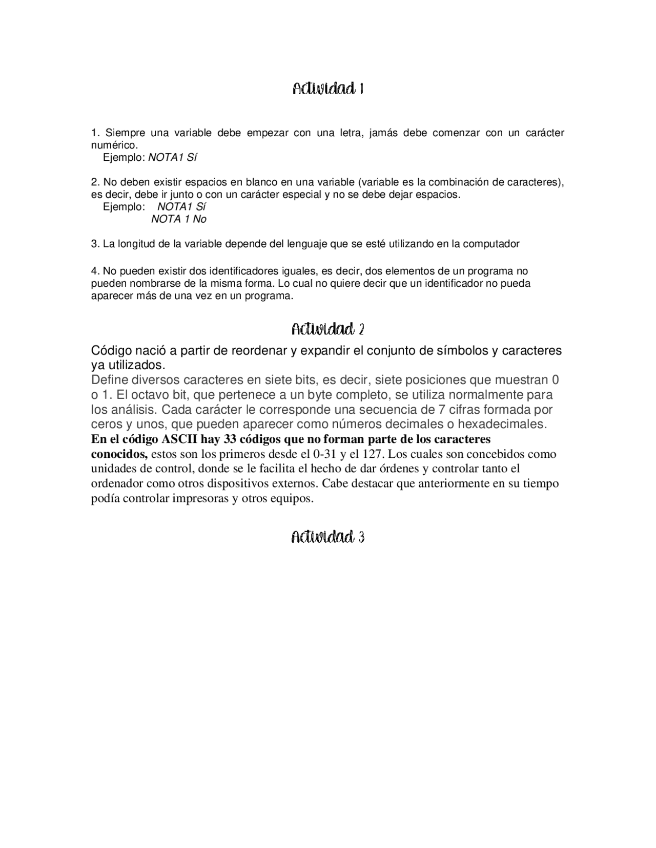 Actividad Pre Programación C Ejercicios De Programación C Docsity