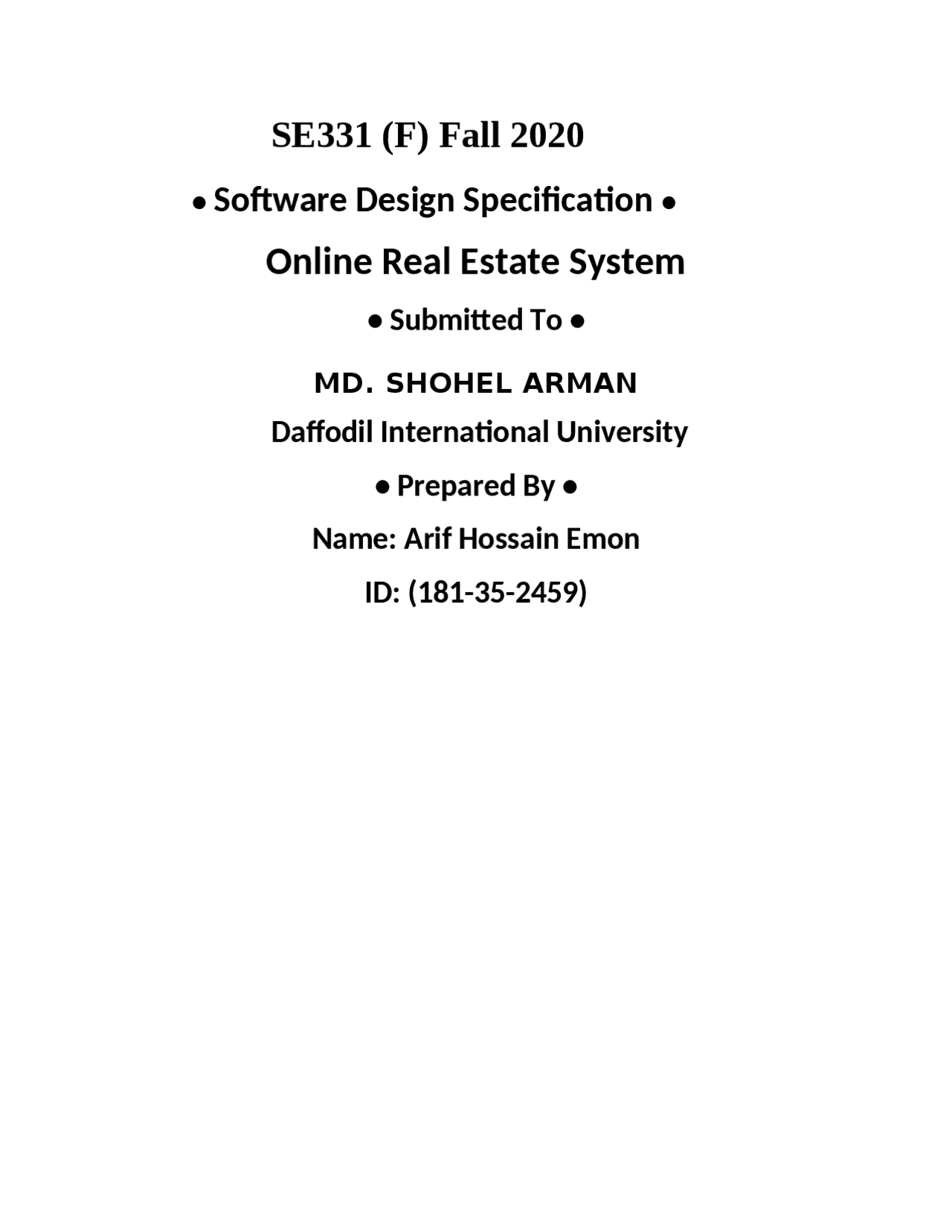 RealEstate site- Software Design Specification - Docsity