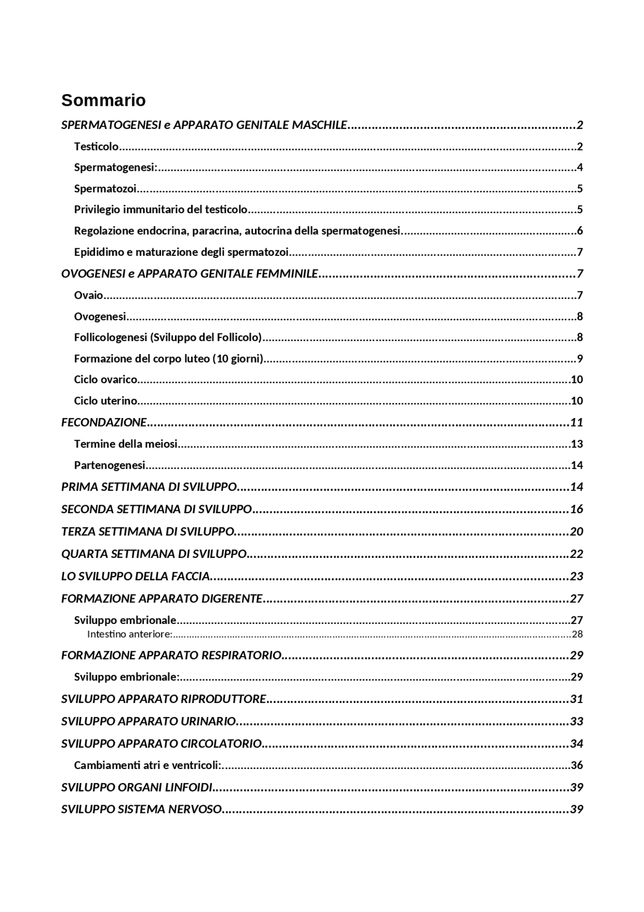 Riassunto Embriologia Umana Docsity