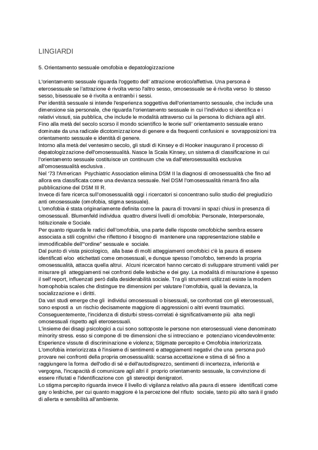 Domande E Risposte Lingiardi Docsity