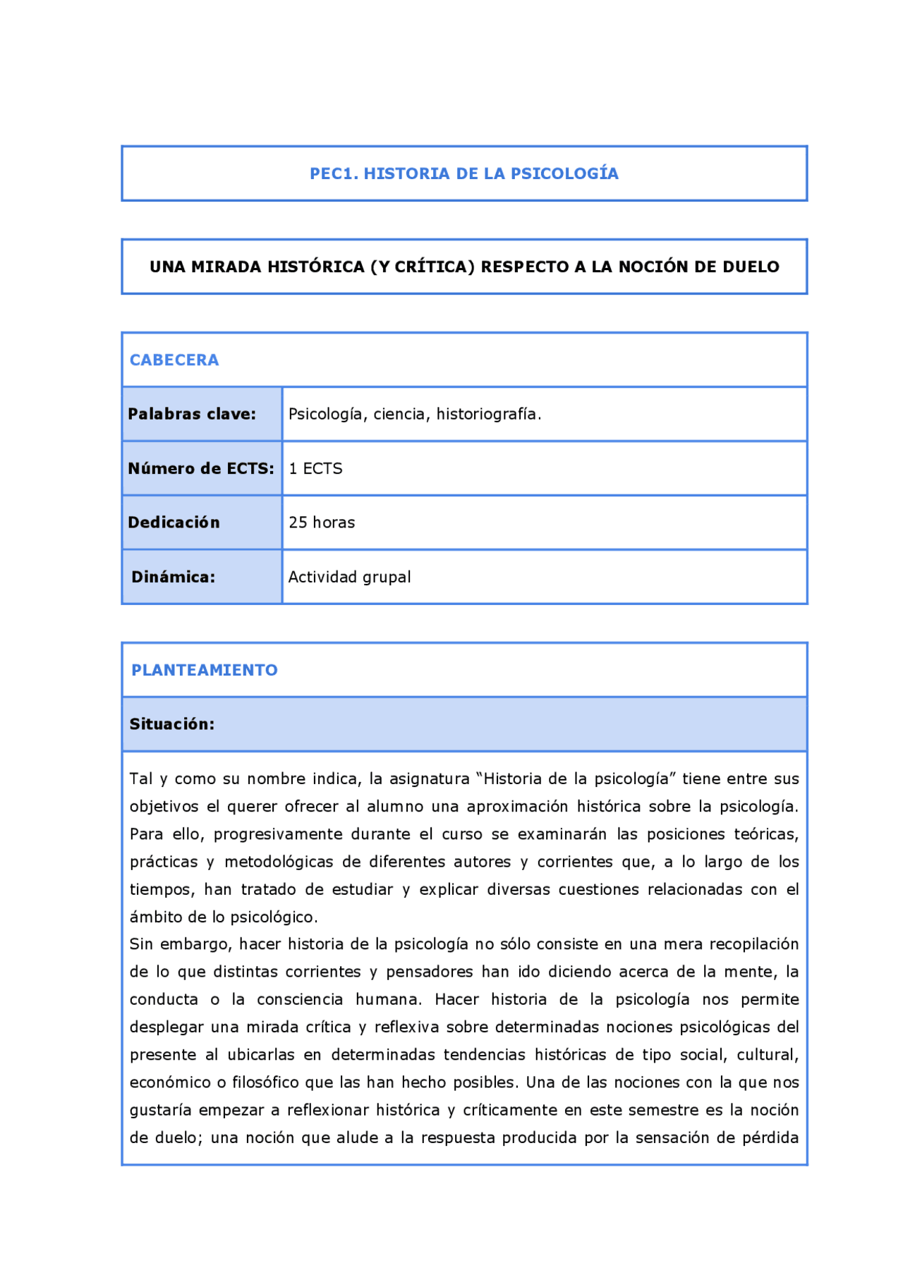 Enunciado Pec 1 Historia De La Psicología Docsity