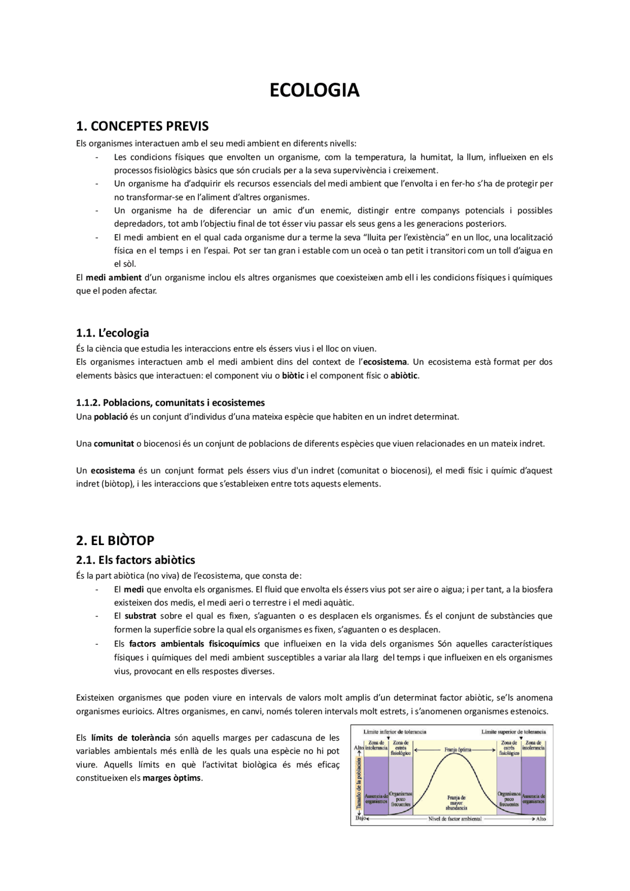 Ecologia 2n Batxillerat Pau Docsity