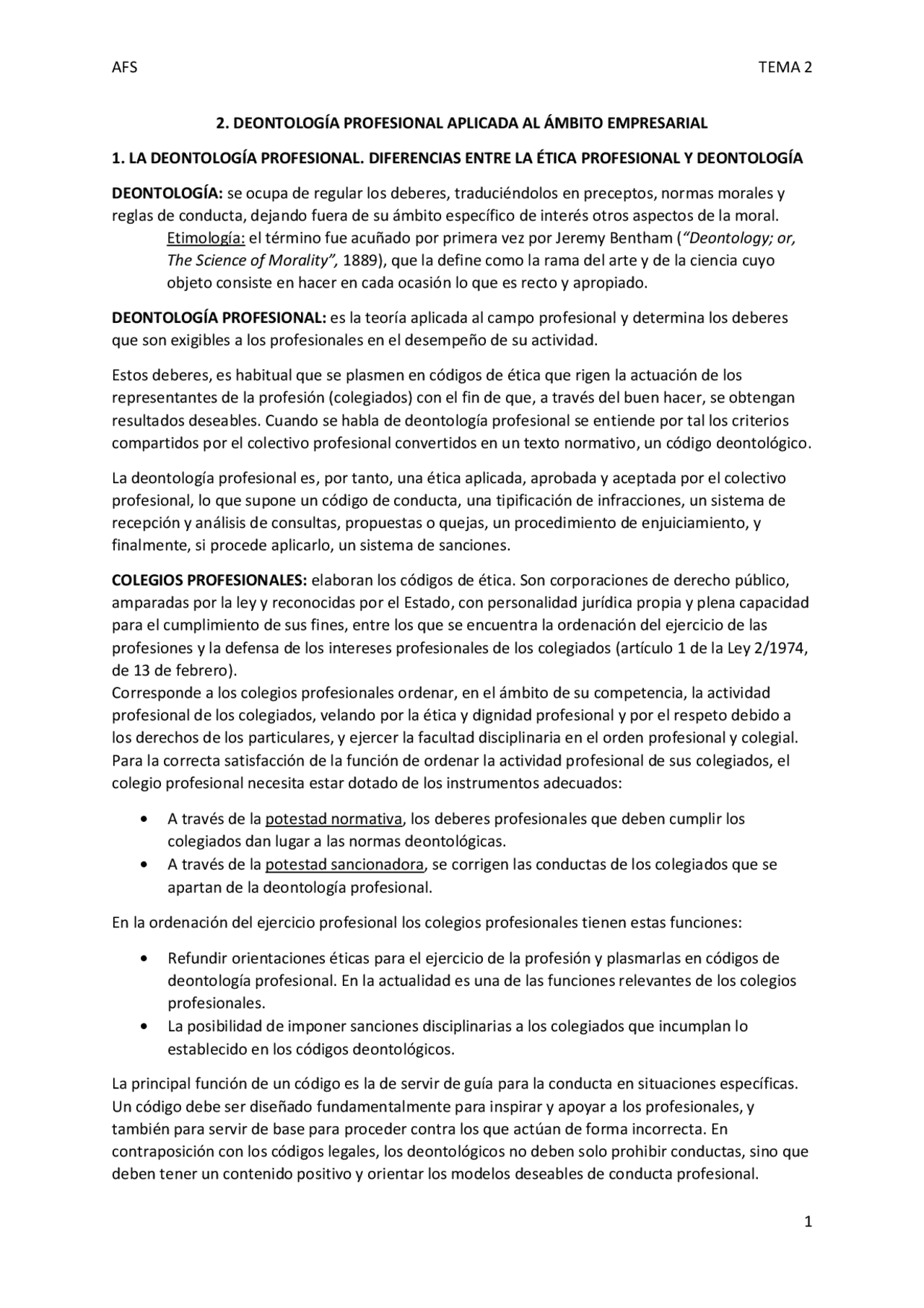 Tema 2 Deontología Ade Docsity