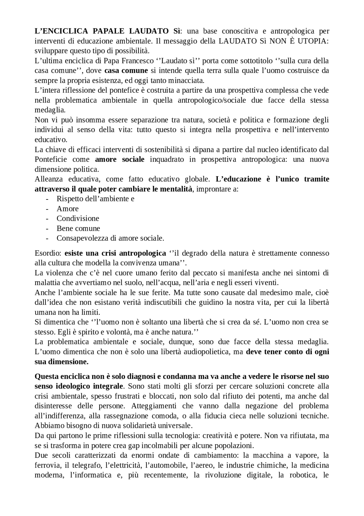 Laudato Sì Appunti Slide Docsity