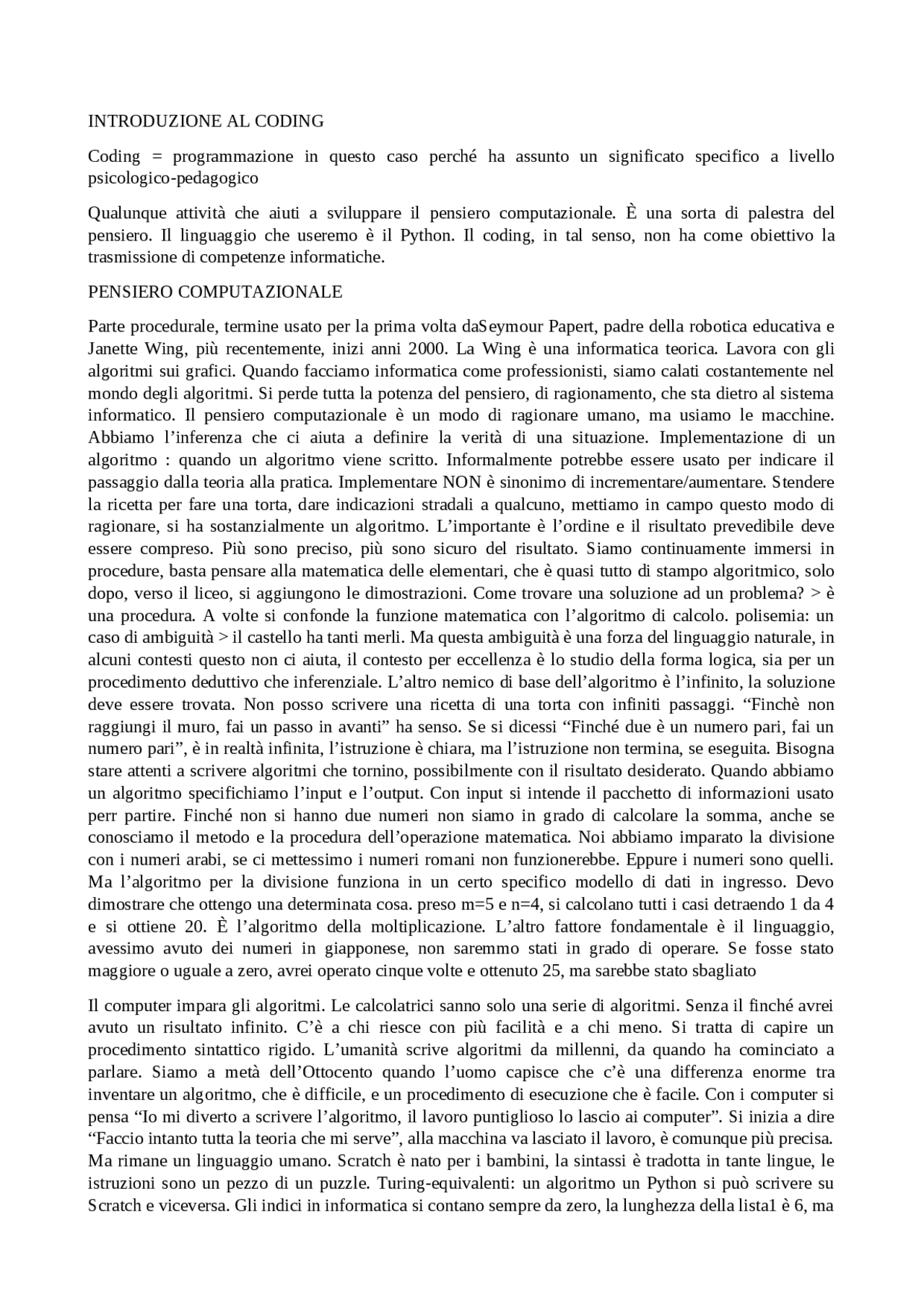 Appunti Introduttivi Sul Coding Docsity