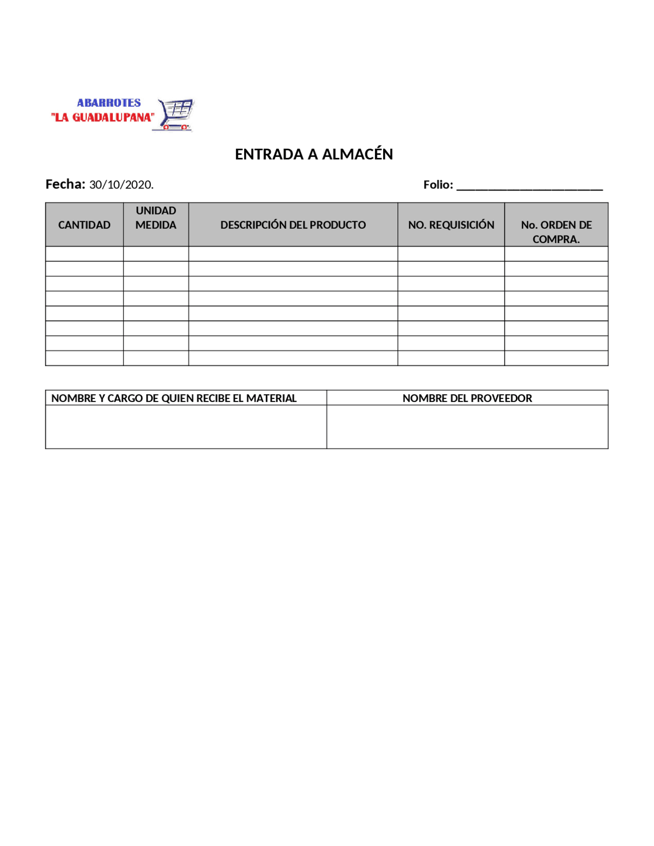 Entrada y salida de un almacén - Docsity