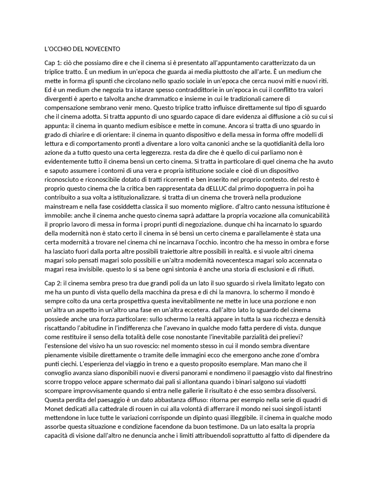 Locchio Del Novecento Francesco Casetti Docsity