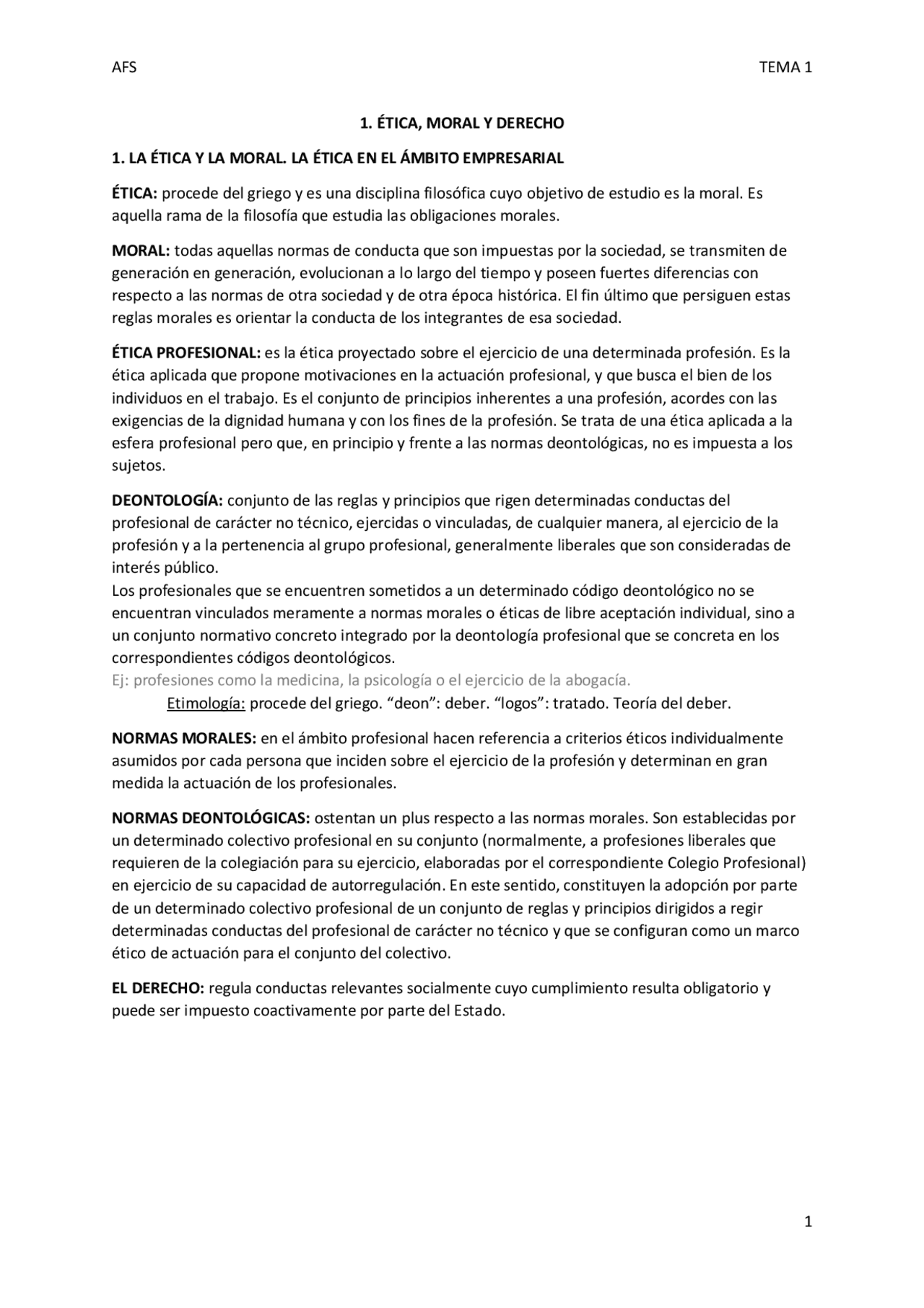 Tema 1 Deontología Ade Docsity