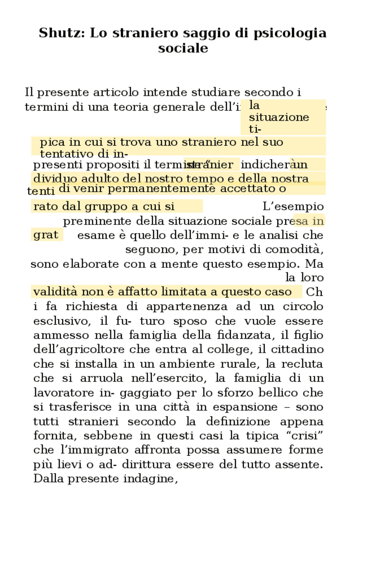 Lo Straniero Di Albert Shutz Docsity