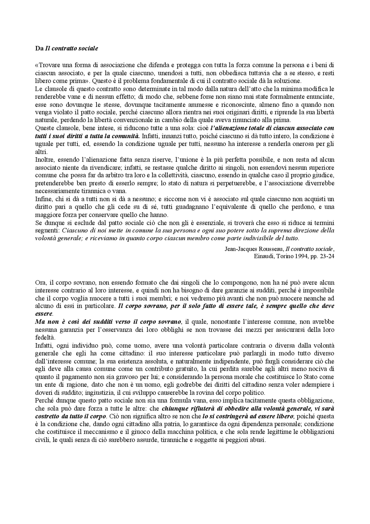 Il Contratto Sociale Docsity