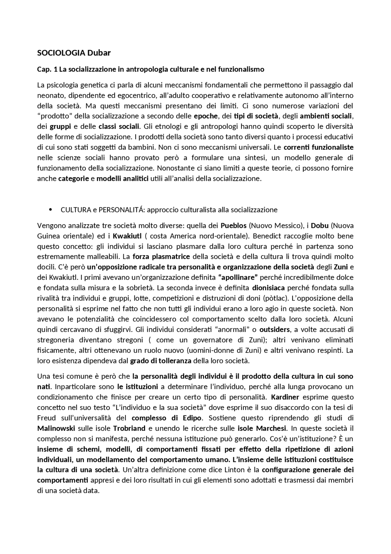 La socializzazione. Claude Dubar - Docsity