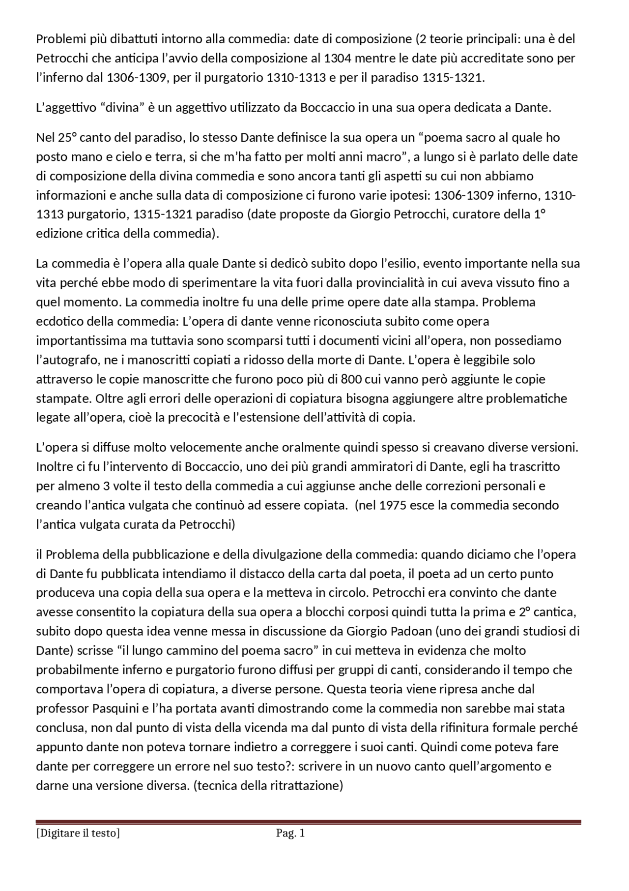 Appunti Relativi Alla Divina Commedia Docsity