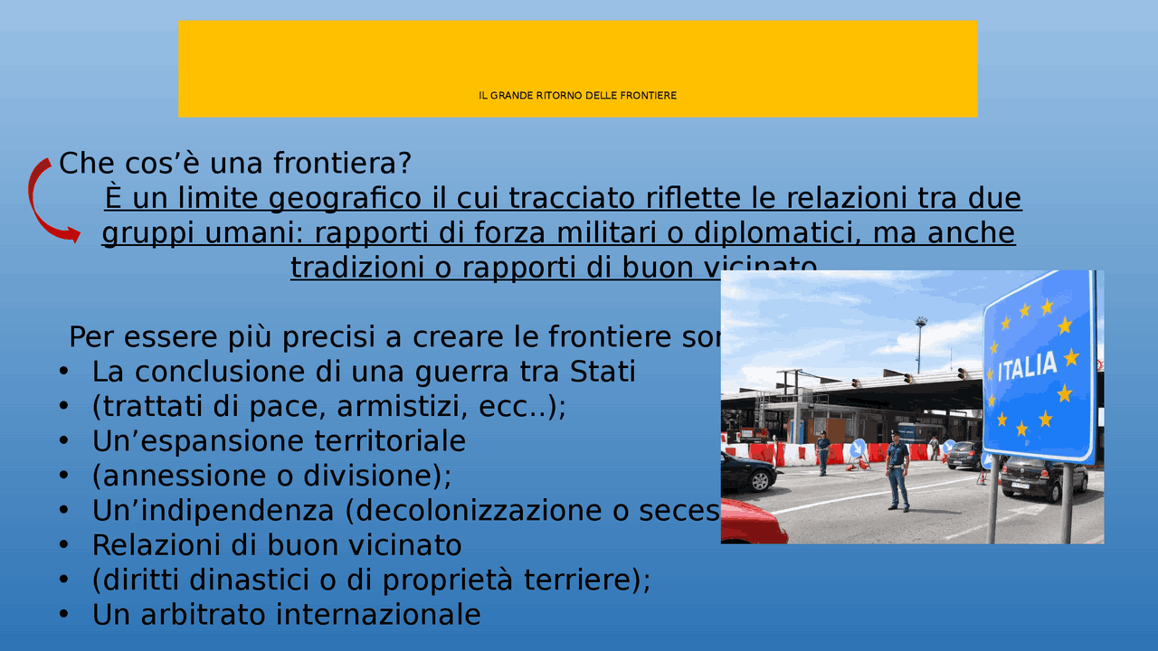 Il Grande Ritorno Delle Frontiere Docsity