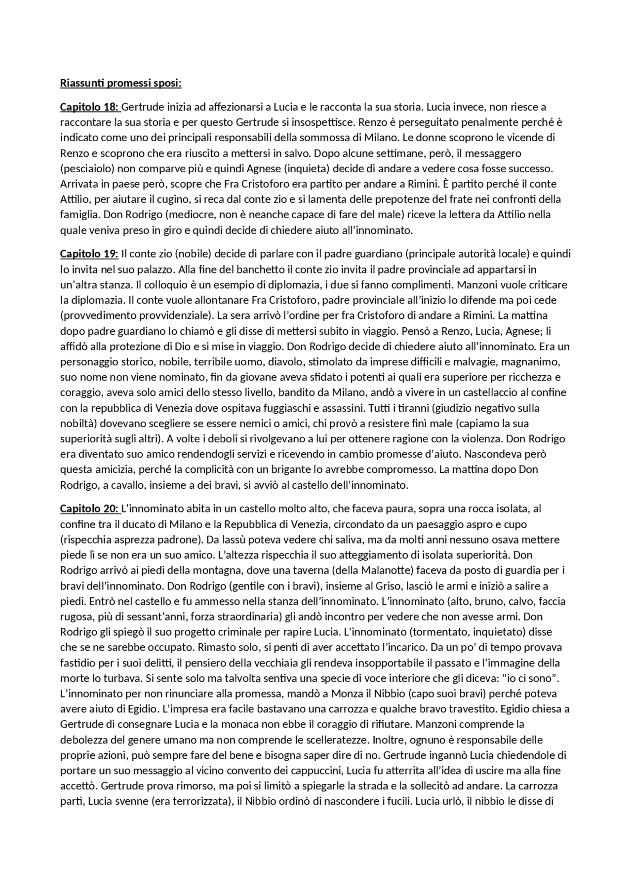 Riassunti Promessi Sposi Docsity
