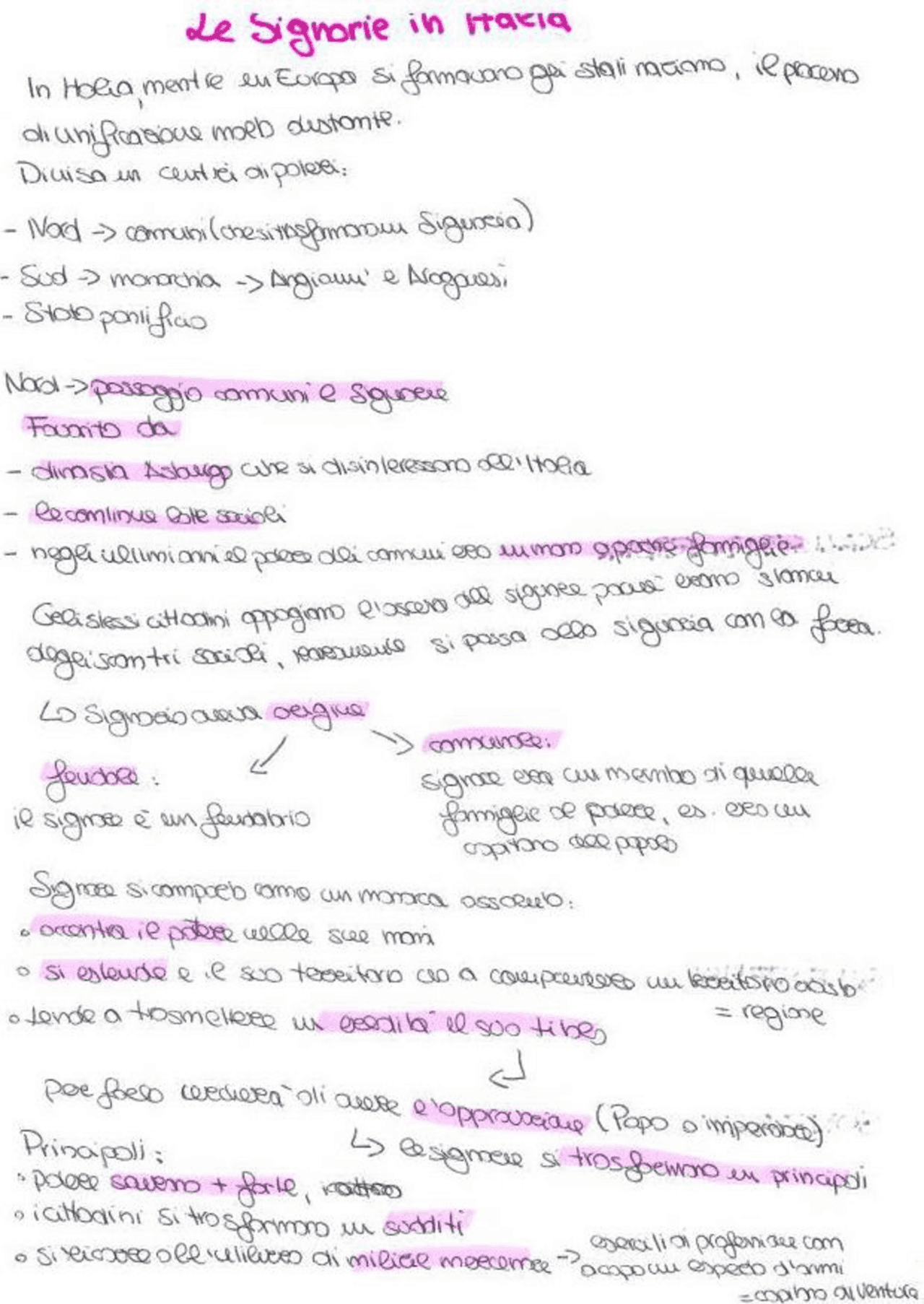 Le signorie in italia , storia - Docsity