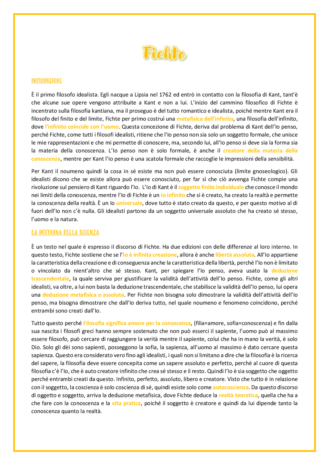 Filosofia Di Fichte Idealismo Docsity