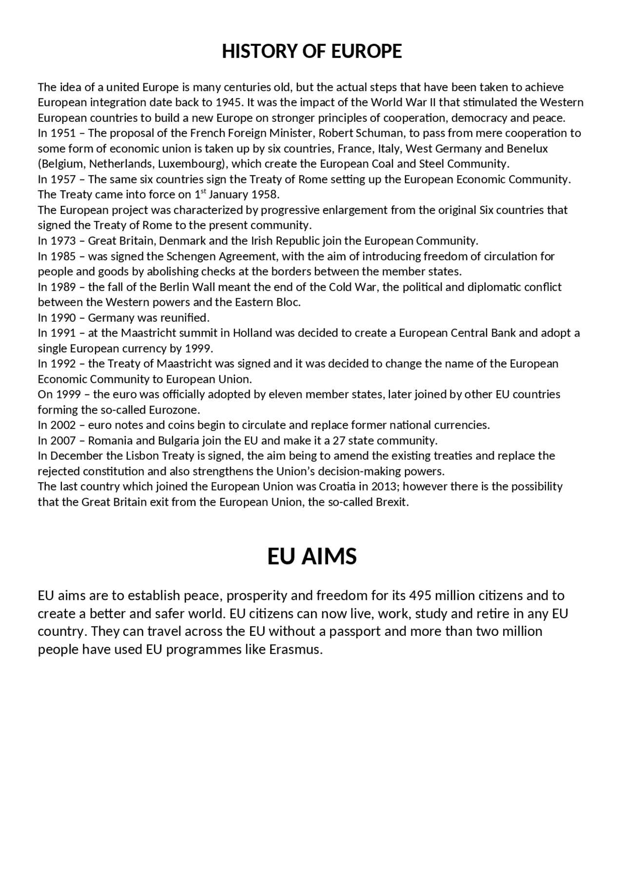Summary of European Union - Riassunto di Inglese sull'Unione Europea ...