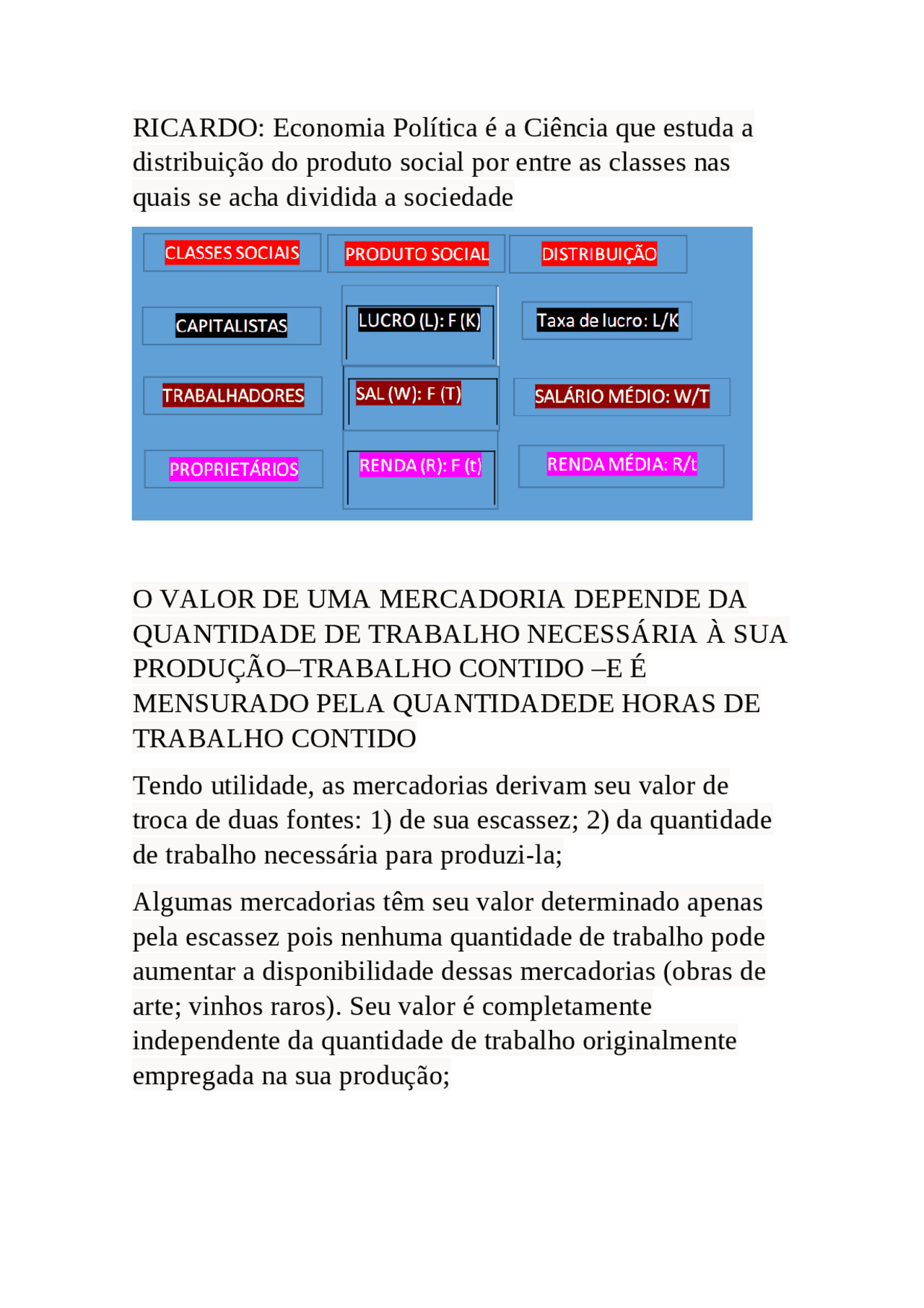Resumo David Ricardo Docsity